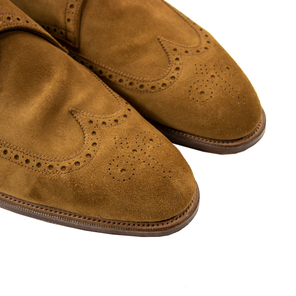 NIB $1450 Edward Green Hove E82 Nutmeg Suede Wingtip Monk Strap Shoes ...